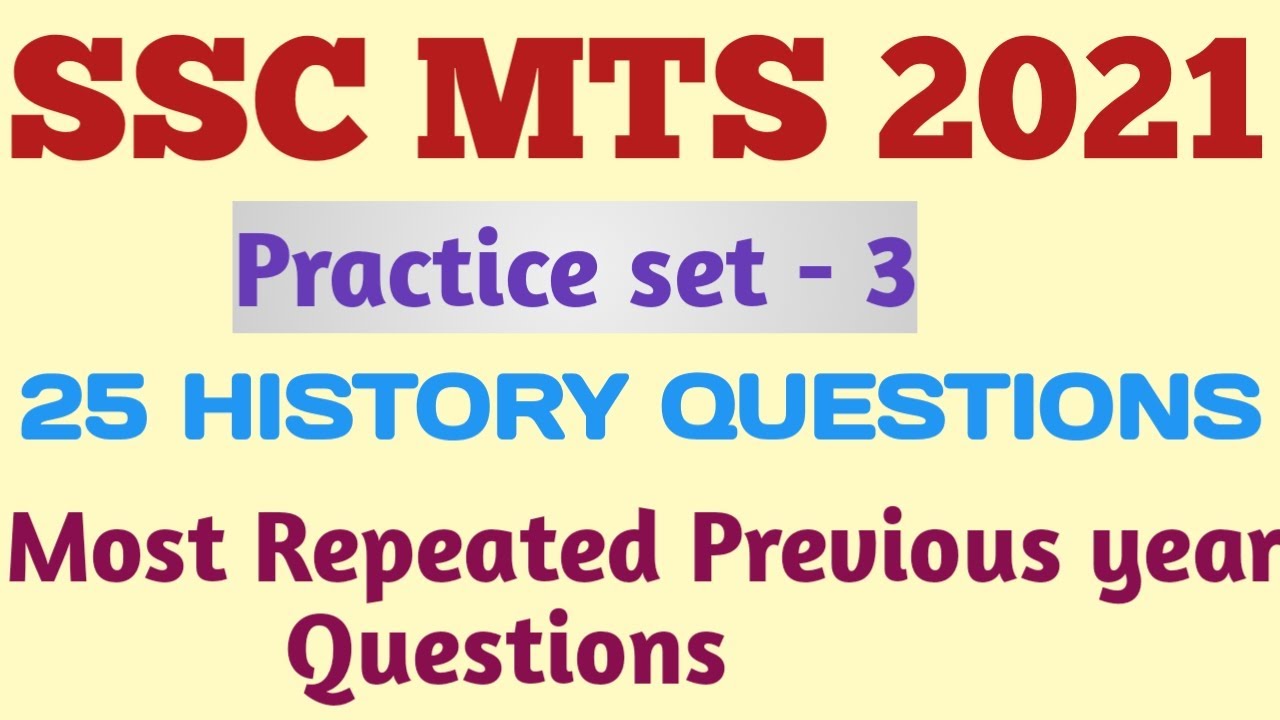 SSC History Most Repeated Previous year Questions |SSC MTS History ...