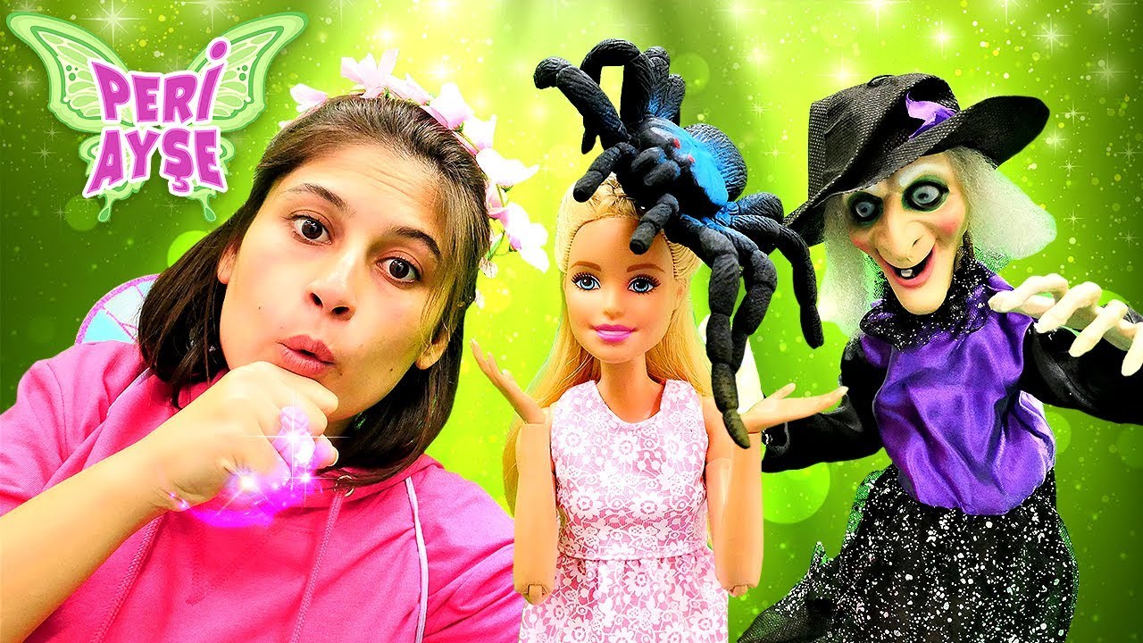 Peri Ayşe ve yaşlı cadı Barbie'nin partisinde sihir yapıyorlar. Çocuk ...