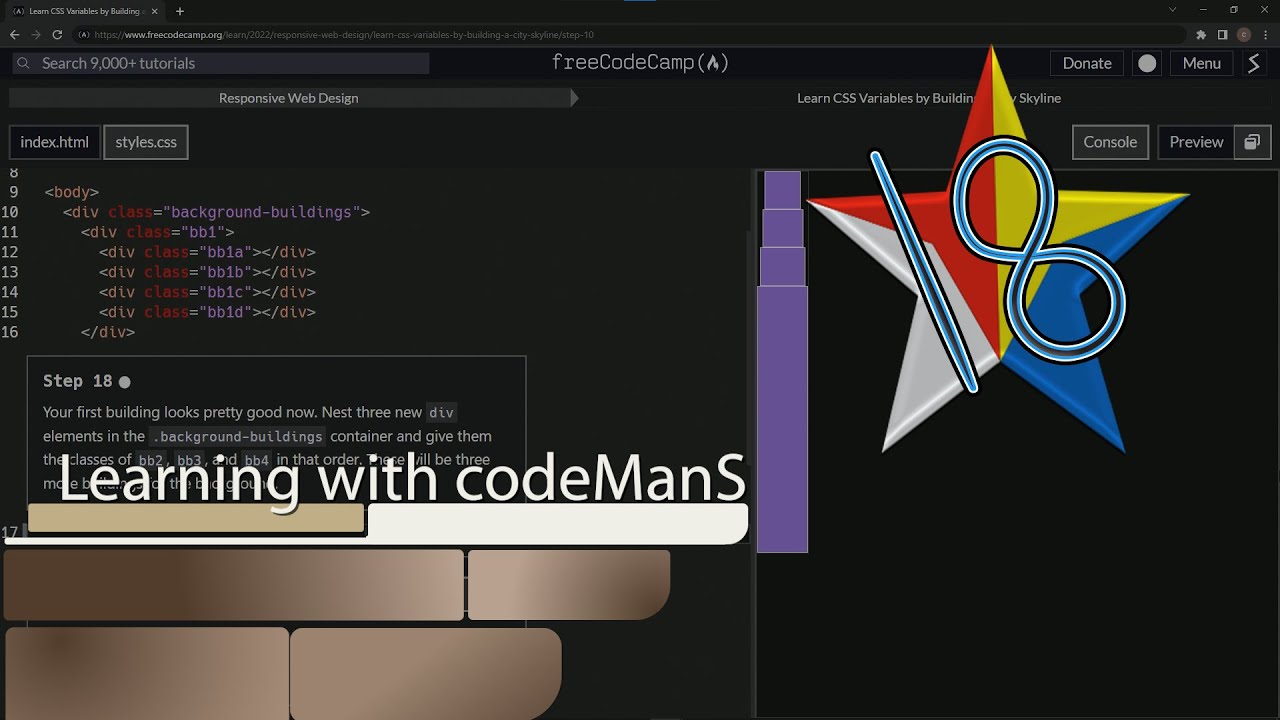 Learn Css Freecodecamp Learn Css Variables By Building A City Skyline Step 18 Youtube