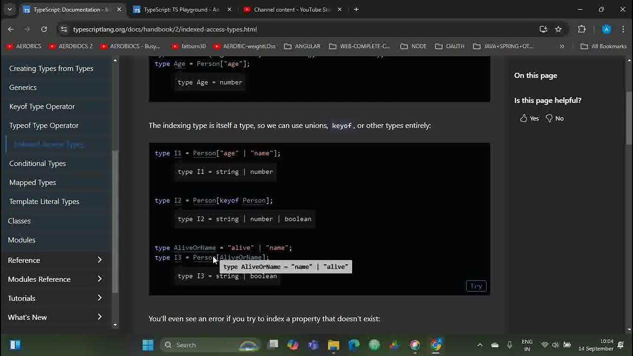 Generics : Indexed Access type (malayalam) - YouTube