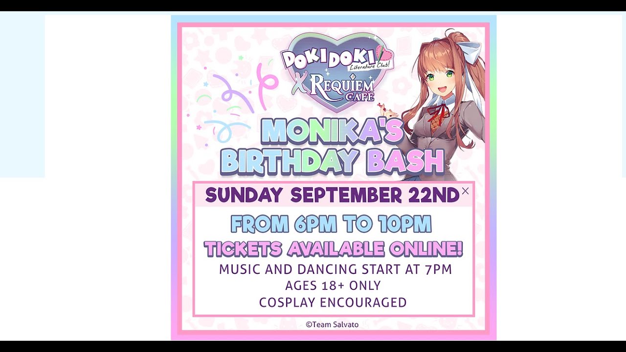 Monika's Birthday Bash At DDLC X Requiem Cafe Event - YouTube