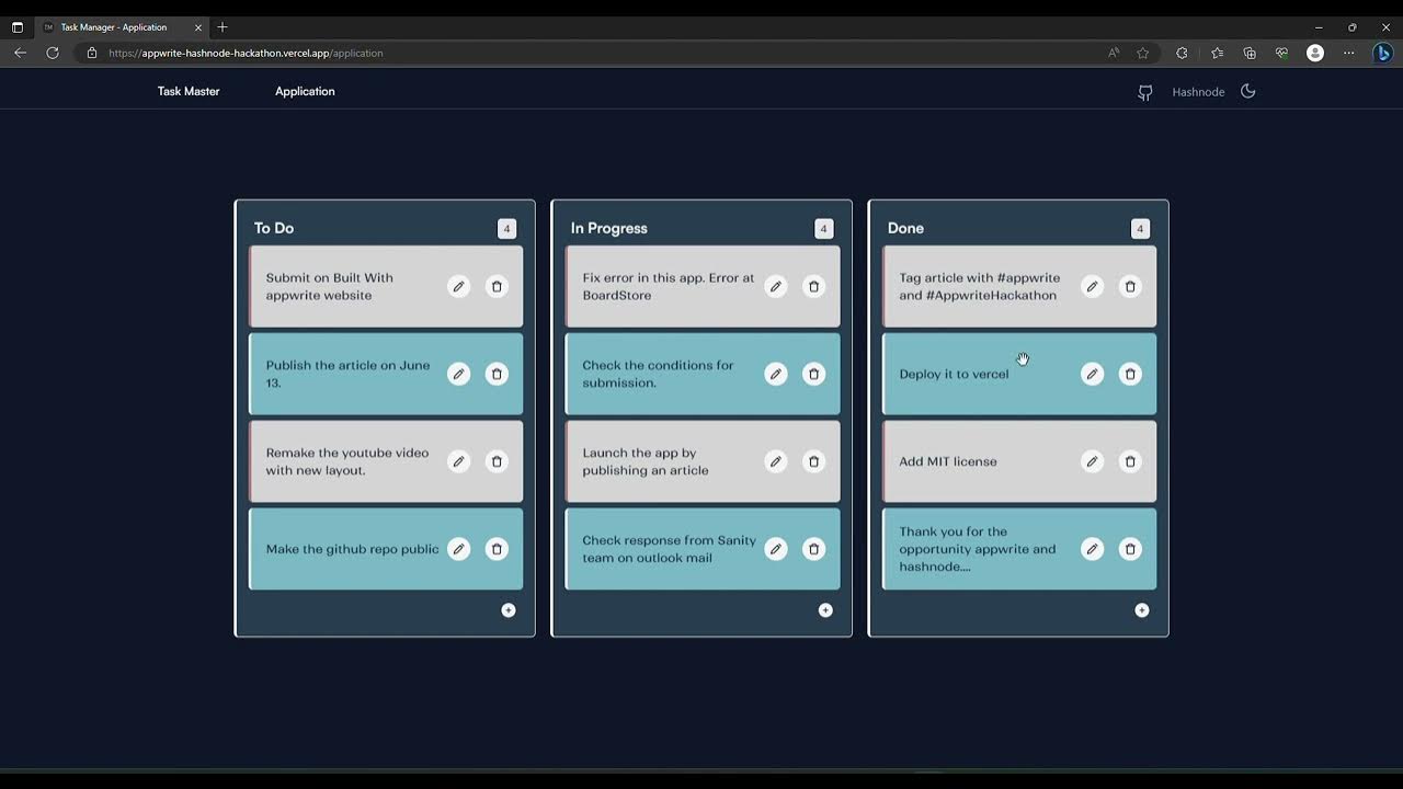 Task Manager My Submission For Appwrite X Hashnode Hackathon Youtube