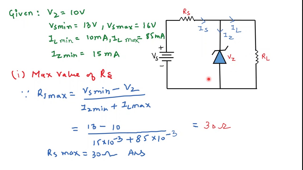 Numerical 4 on zener shunt regulator in English - YouTube