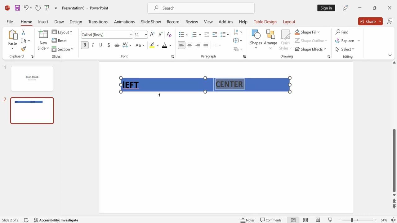 How to align left and center in one line in PowerPoint - YouTube