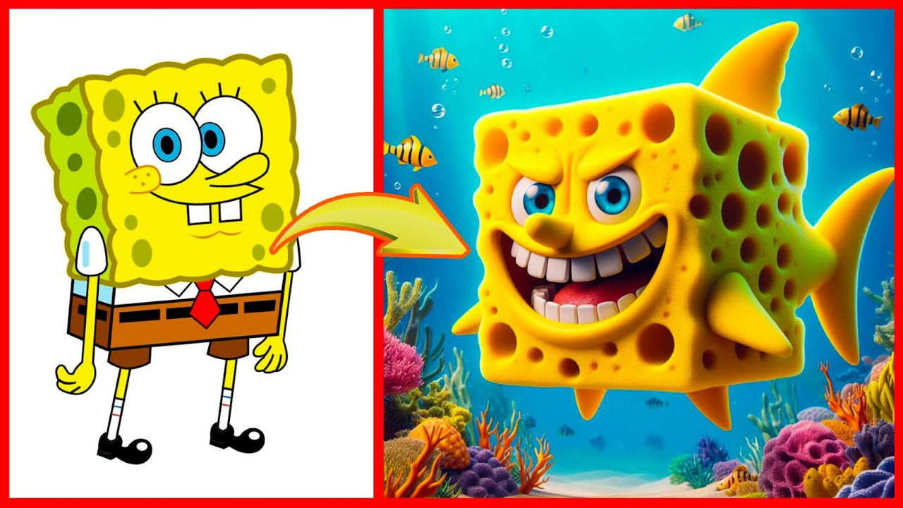 SpongeBob SquarePants as Shark🤩 - All Characters - YouTube