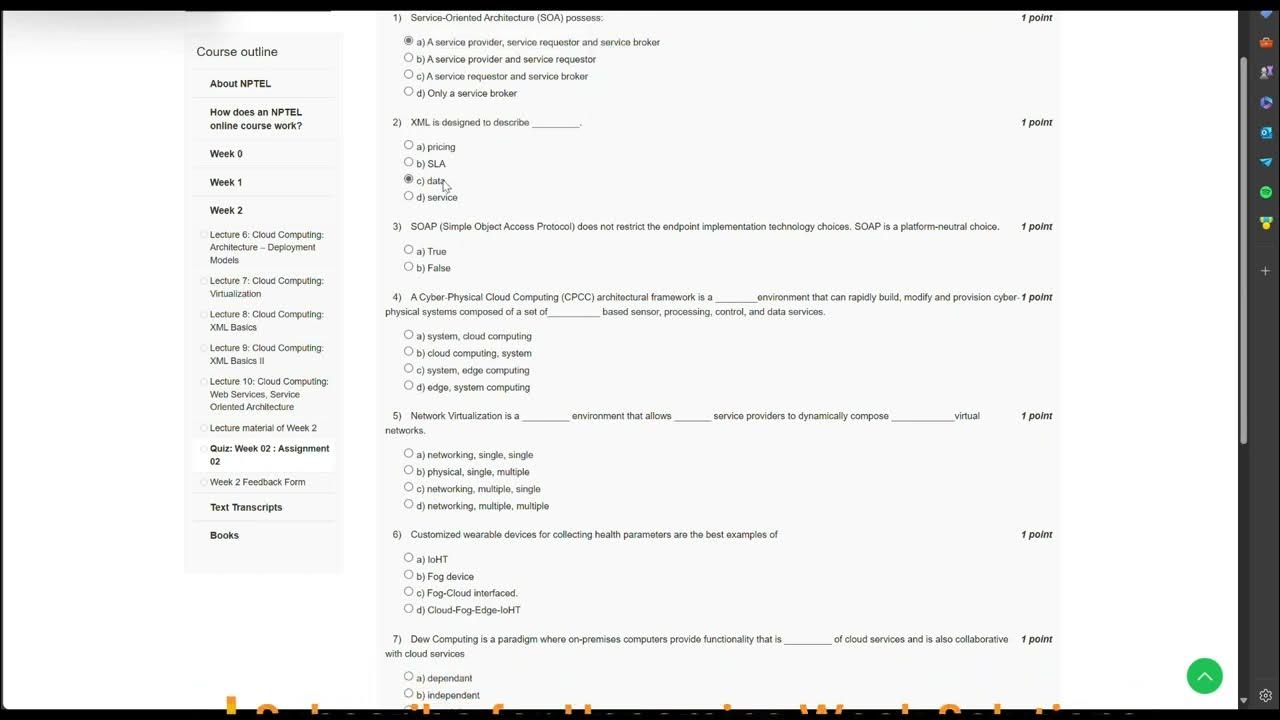 NPTEL Cloud Computing Week 2 Assignment Solution July 2024 | IIT Kharagpur - YouTube