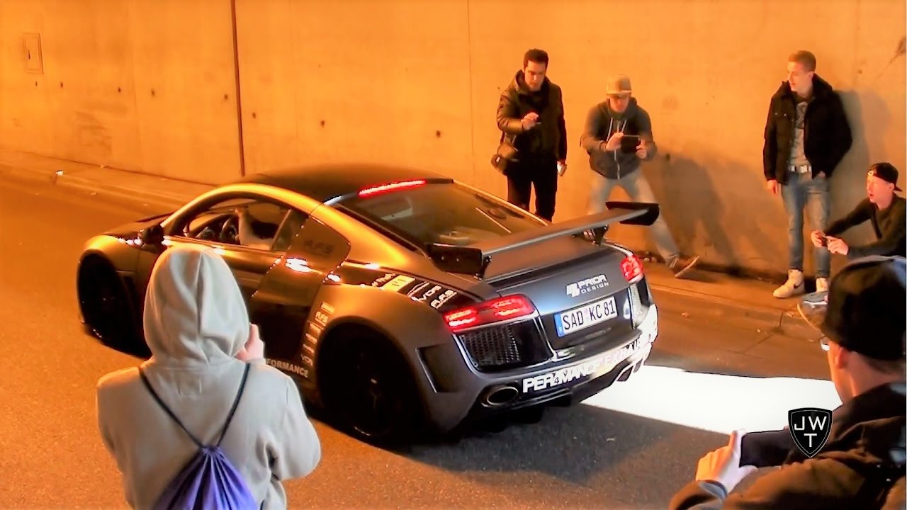 LOUD (MODIFIED) Audi R8 V8 & R8 V10 TUNNEL SOUNDS! Revs & Accelerations ...