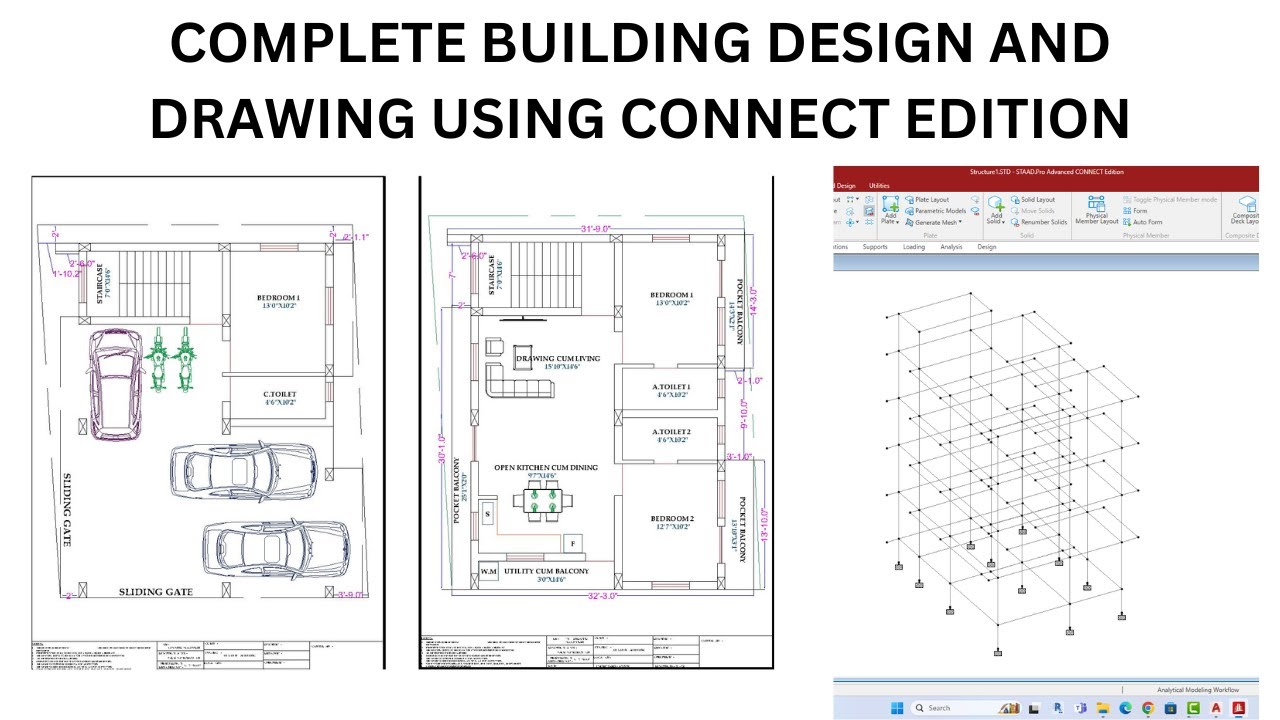 COMPLETE BUILDING AND DESIGN USING STAAD CONNECT EDITION - YouTube