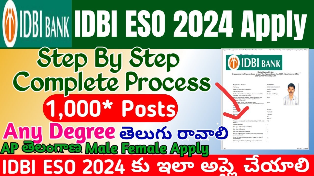 IDBI ESO Apply Online 2024 Telugu|IDBI ExecutiveSales & Operations 2025 ...