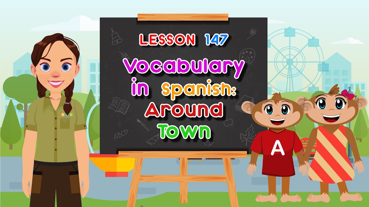 Spanish for Kids - Spanish Vocabulary - Around Town - Spanish Safari ...