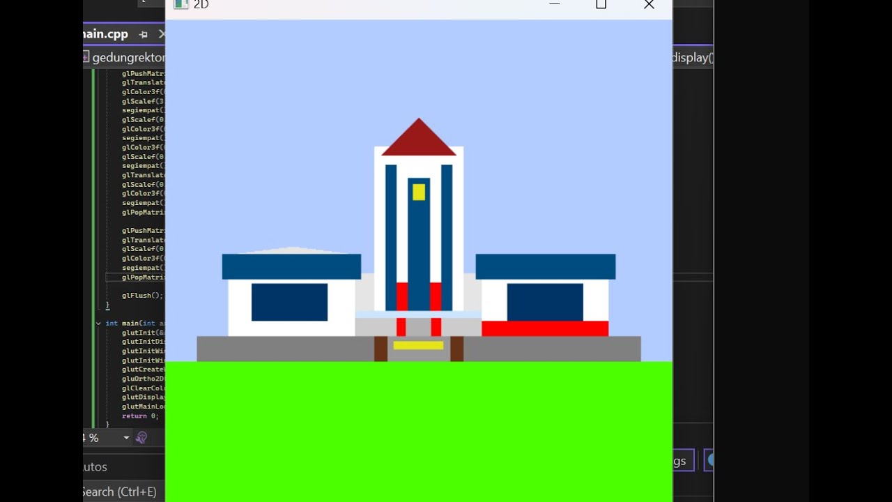Objek 2D GLUT Visual Studio, GAMBAR GEDUNG REKTORAT UNESA - YouTube