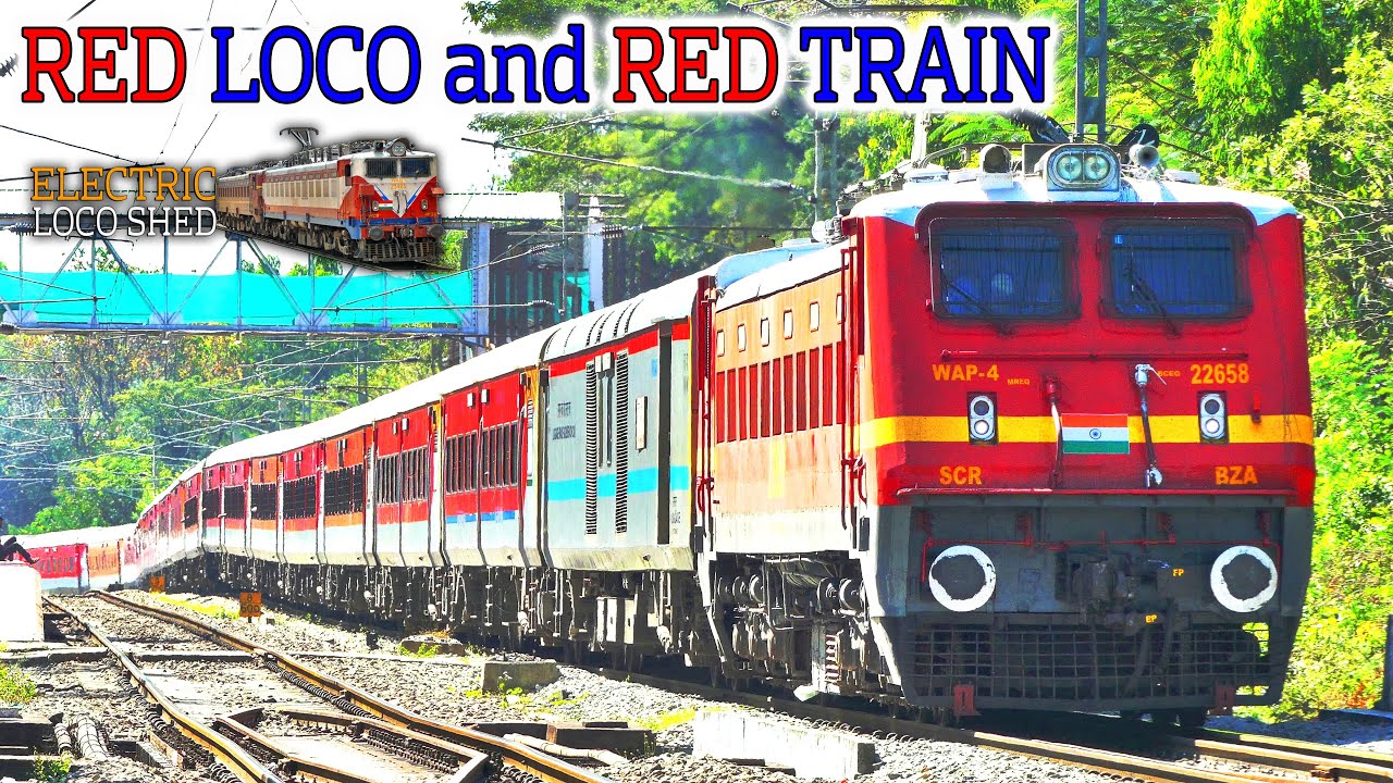 Red LOCO and Red TRAIN !! JAIPUR MYSORE Express | Indian Railways Train ...