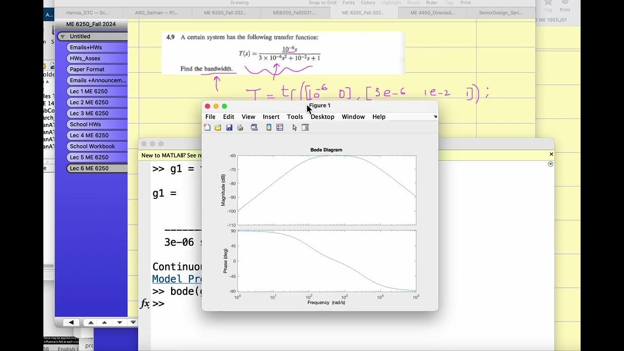 How to find the bandwidth of a transfer function using the Body plot problem number 10 chapter 4 ...
