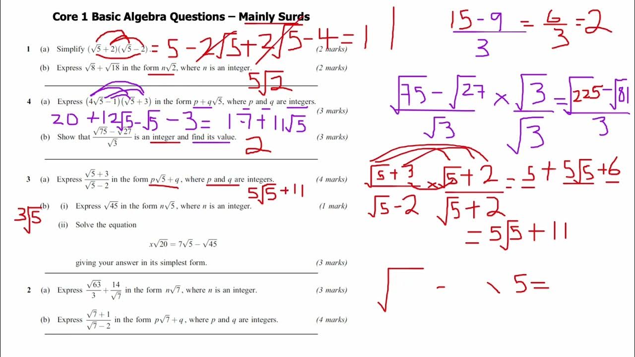 Core 1 Maths Surds Involving Algebra Edexcel Core 1 Maths |A Level Pure ...