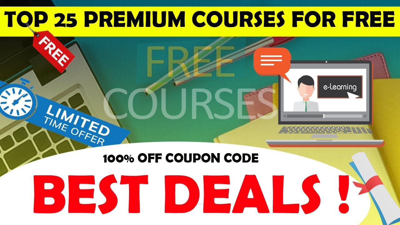 Top 25 Premium Courses for Free -Best Deals | 100% Off Coupon - YouTube