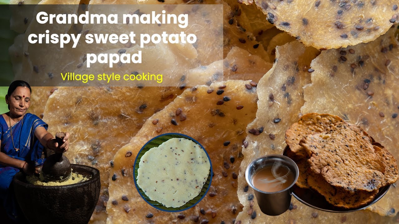 Grandma Making Sweet Potato Papad - Village Style Papad Making ...