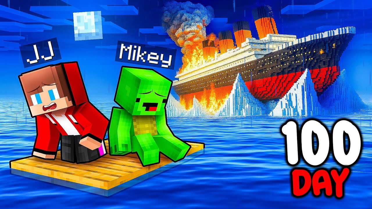 JJ and Mikey Survive 100 DAYS After CRUISE SHIP CRASH in Minecraft ...