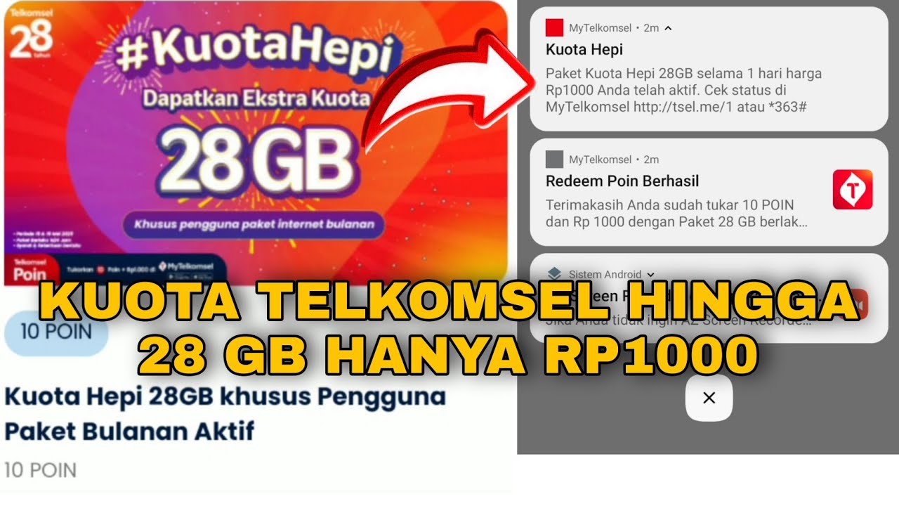 CARA MENGAKTIFKAN KUOTA HAPPY 28 GB DI APLIKASI MYTELKOMSEL TERBARU ...