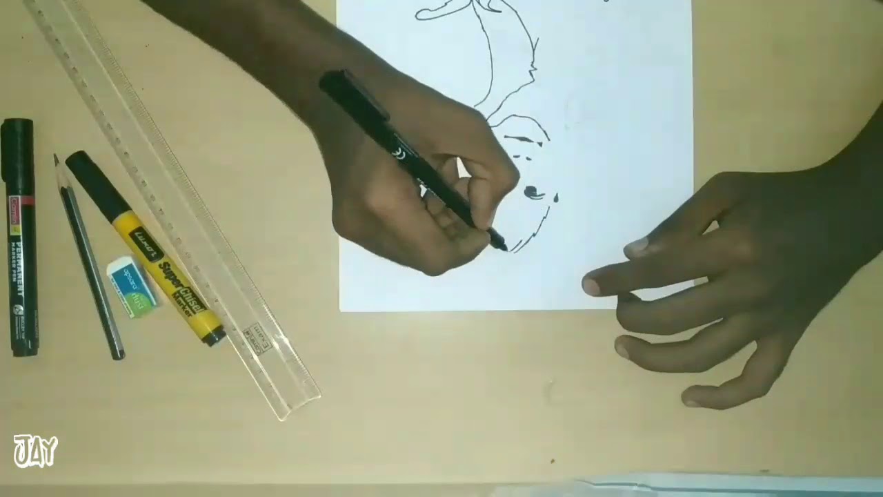 Stencil Drawing using only Markers And Pencils - YouTube