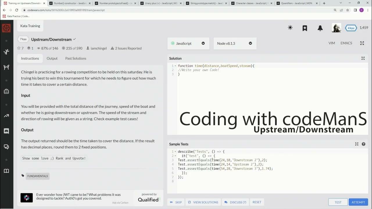 Codewars 7 kyu Upstream/Downstream Javascript - YouTube