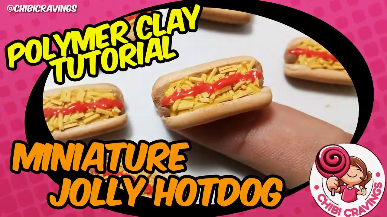 POLYMER CLAY TUTORIAL: MINIATURE JOLLIBEE JOLLY HOTDOG - YouTube