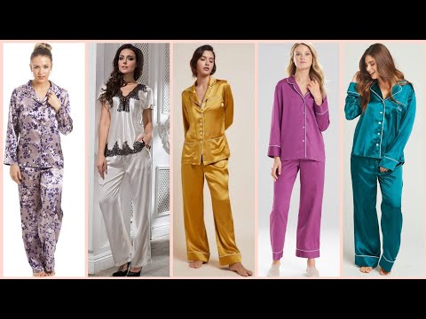 plain silk and satin comfortable women night dress