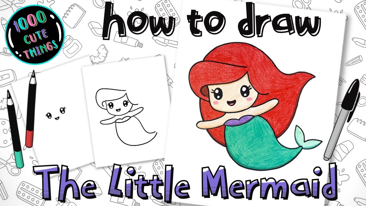 HOW to DRAW ARIEL The Little Mermaid (super easy and cute). - YouTube