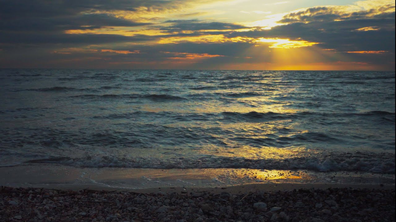 Evening Sunset Ocean. Waves, Beach-12 HOURS of Relax Video with ocean ...
