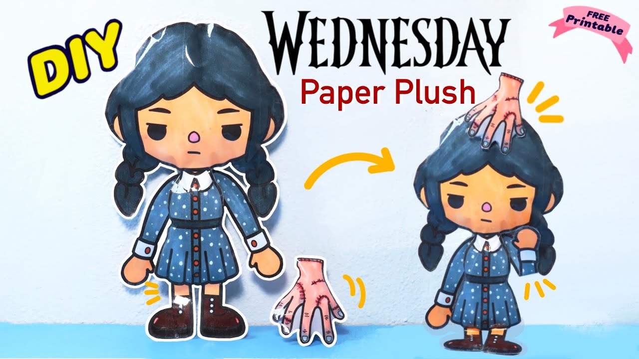 How to make Wednesday Adam and thing with paper/ Wednesday paper plush ...