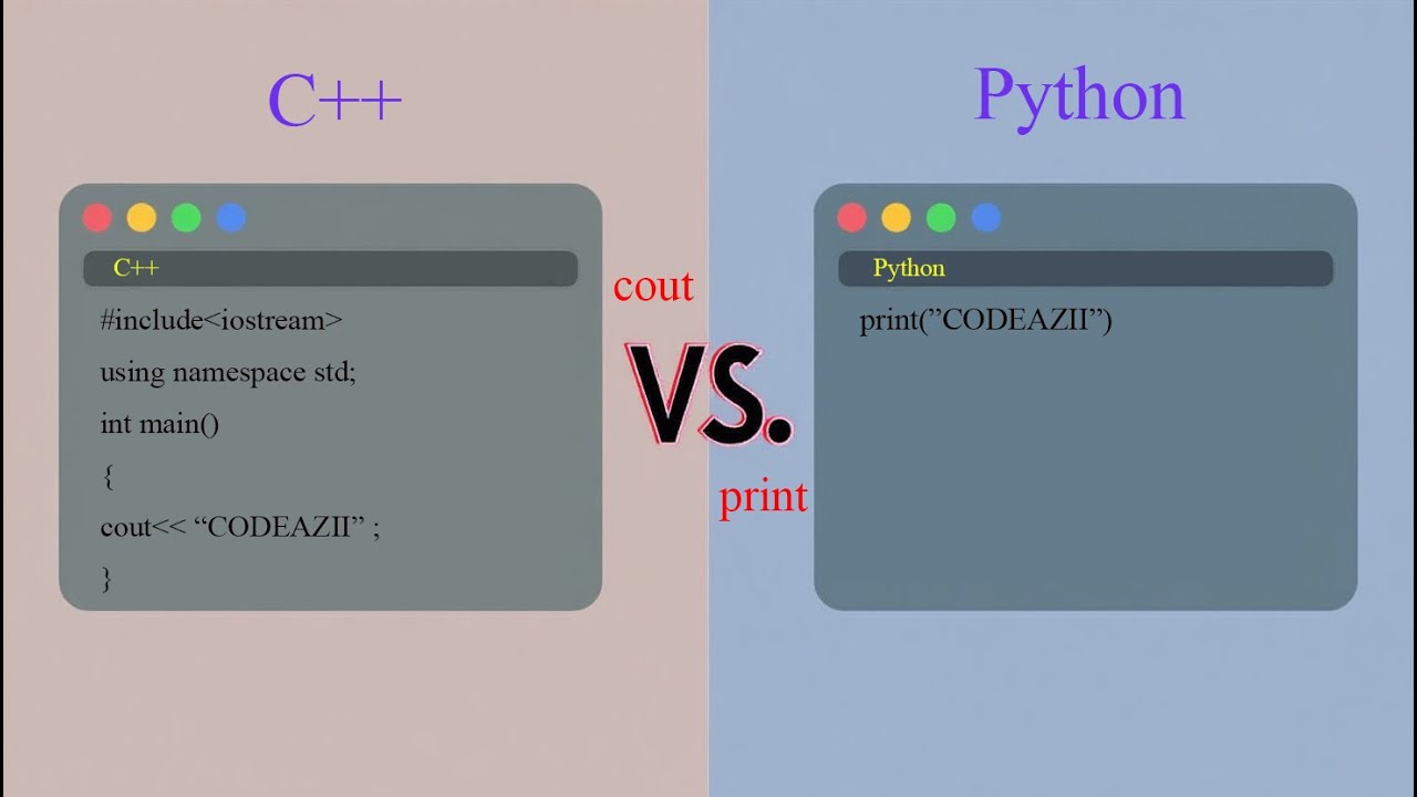 C++(cout) vs Python(print) | How to display output in C++ and Python - YouTube