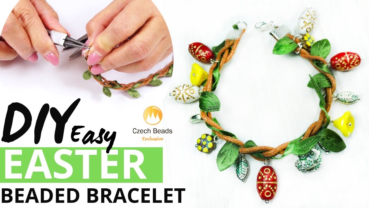 DIY Easter Jewelry with Eggs: How to Make Bracelet From Czech Glass ...