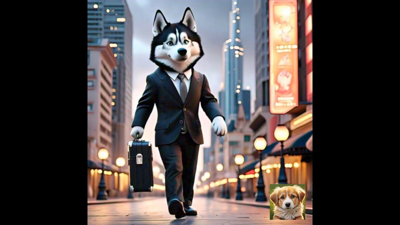 A black and white husky getting ready for office. - YouTube
