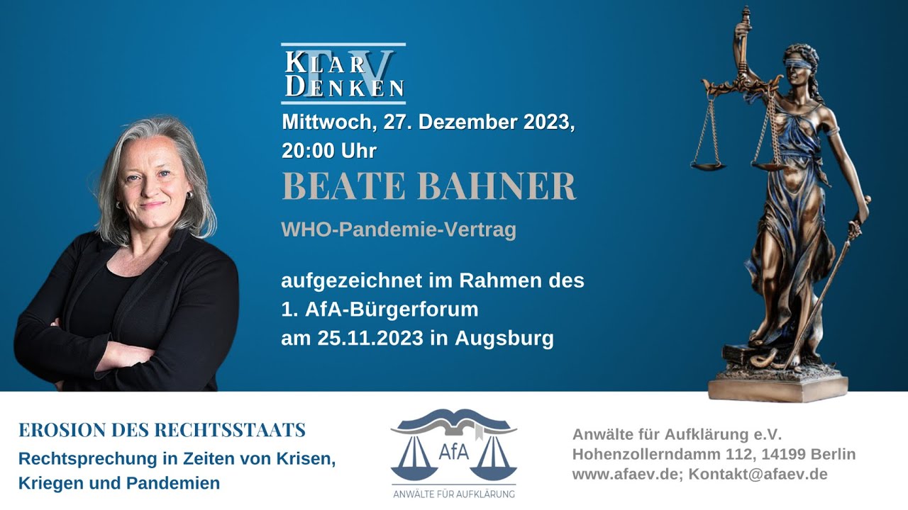🔴Vortrag von Beate Bahner zum Thema: WHO-Pandemie-Vertrag - YouTube