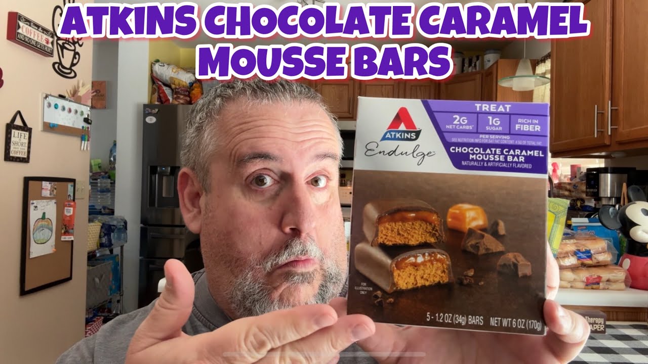 Atkins Chocolate Caramel Mousse Bars Food Review. - YouTube