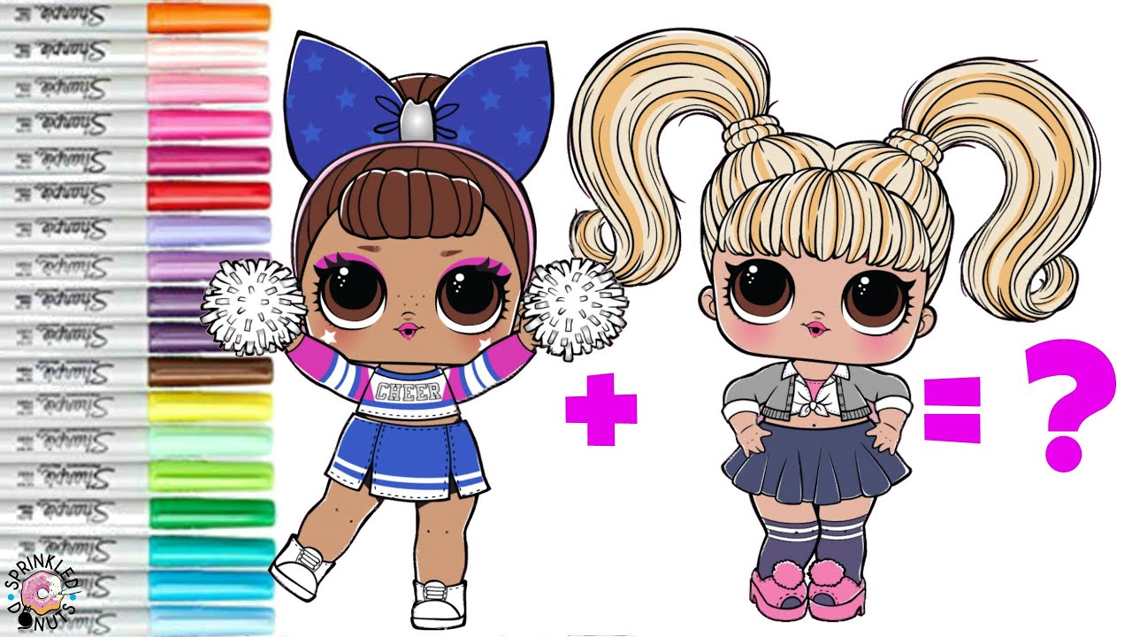 LOL Surprise Dolls Coloring Book Page Mash Up Oops Baby and Sis Cheer ...