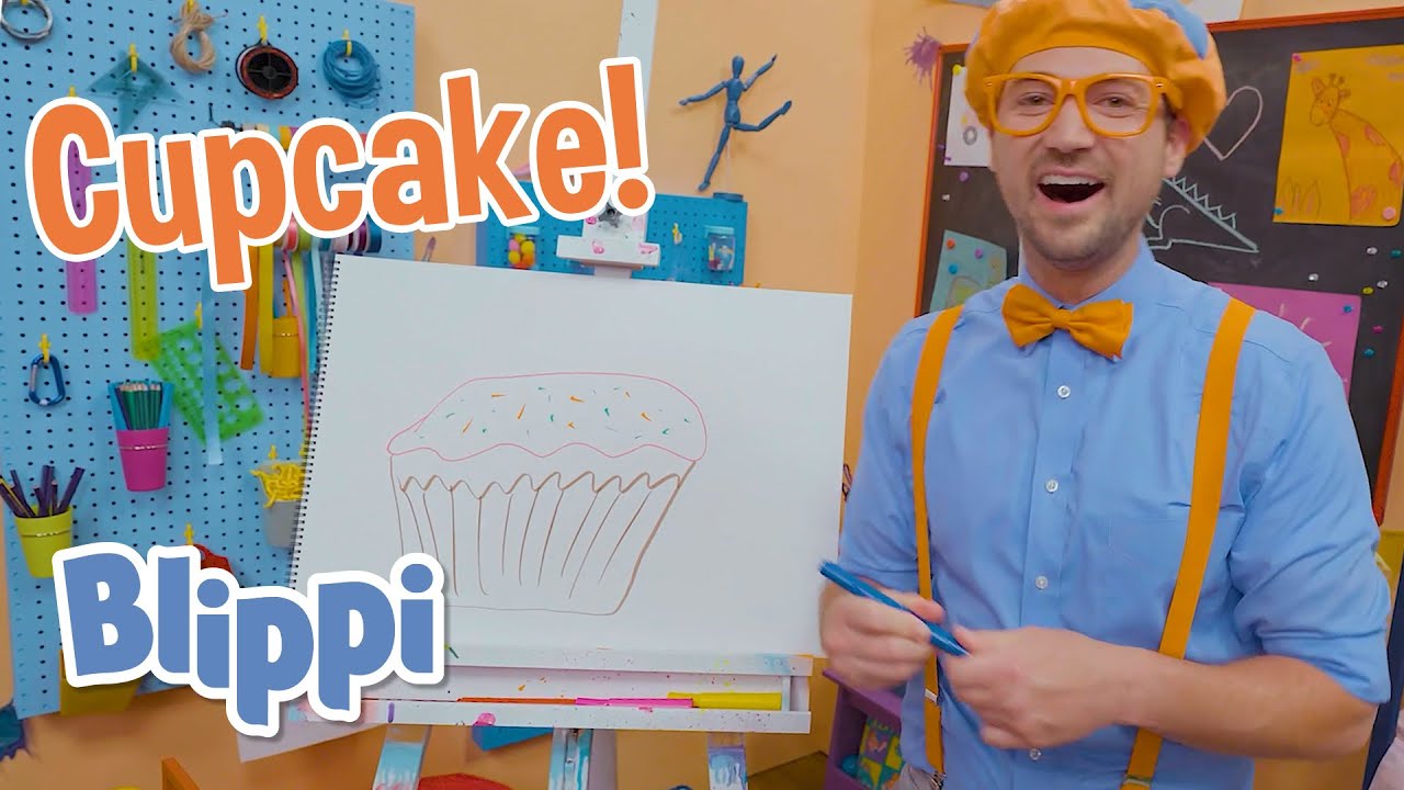 How To Draw A Cupcake | Art for Kids With Blippi! | Drawing Videos for ...