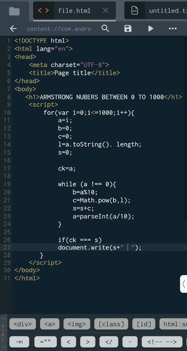 ARMSTRONG NUMBERS BETWEEN 1 TO 1000 IN JS | RS2 - YouTube