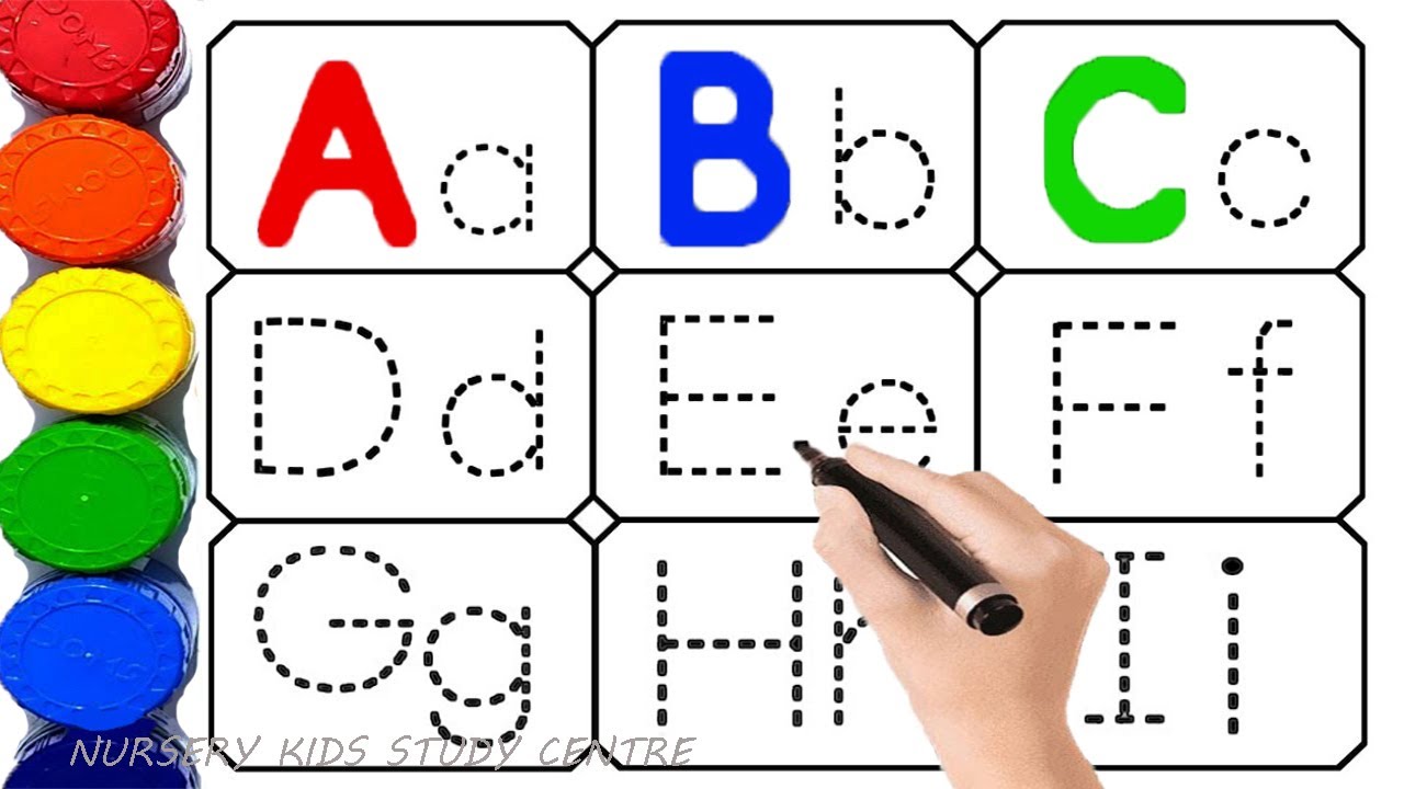 Collection of uppercase & lowercase alphabet dotted lines, ABCD ...