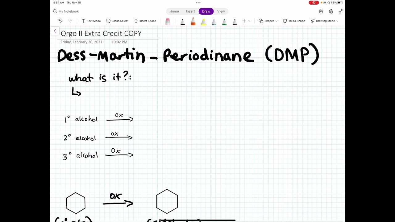 Organic Chemistry II: Dess-Martin-Periodinane (DMP) Oxidation - YouTube