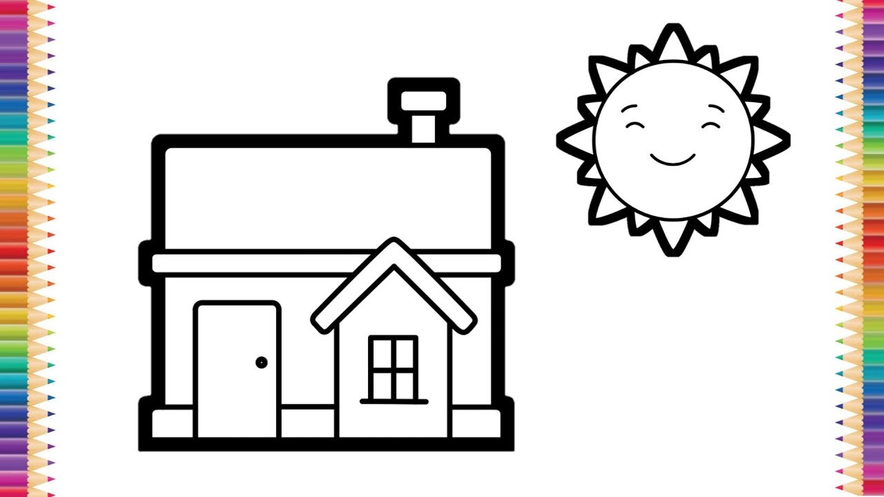 How To Draw Sun | Smiling Sun Drawing Very Easy | House Drawing ...