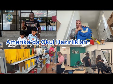 Alimin Okul Alışverişine Çıktık 🏫✏️📕  Okul için saçlar kesildi 💇🏾 Amerika’da Okul Hazırlıkları Vlog 