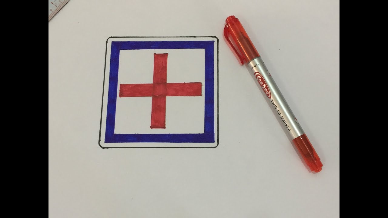 How to drawing (First Aid) Sign - YouTube