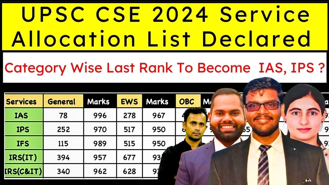 UPSC Service Allocation 2024 | Category Wise Last Rank To Become IAS ...