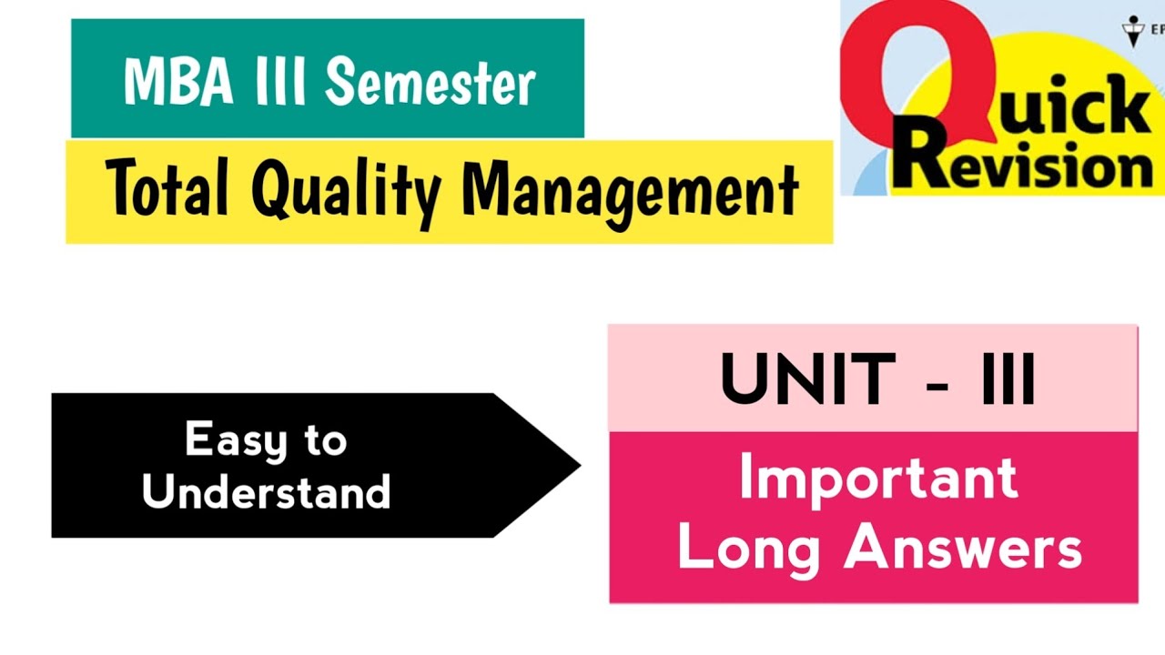 TQM Unit 3 Important Long Answers 2025 MBA III Semester 3rd Sem Imp Quick Revision OU PU ...