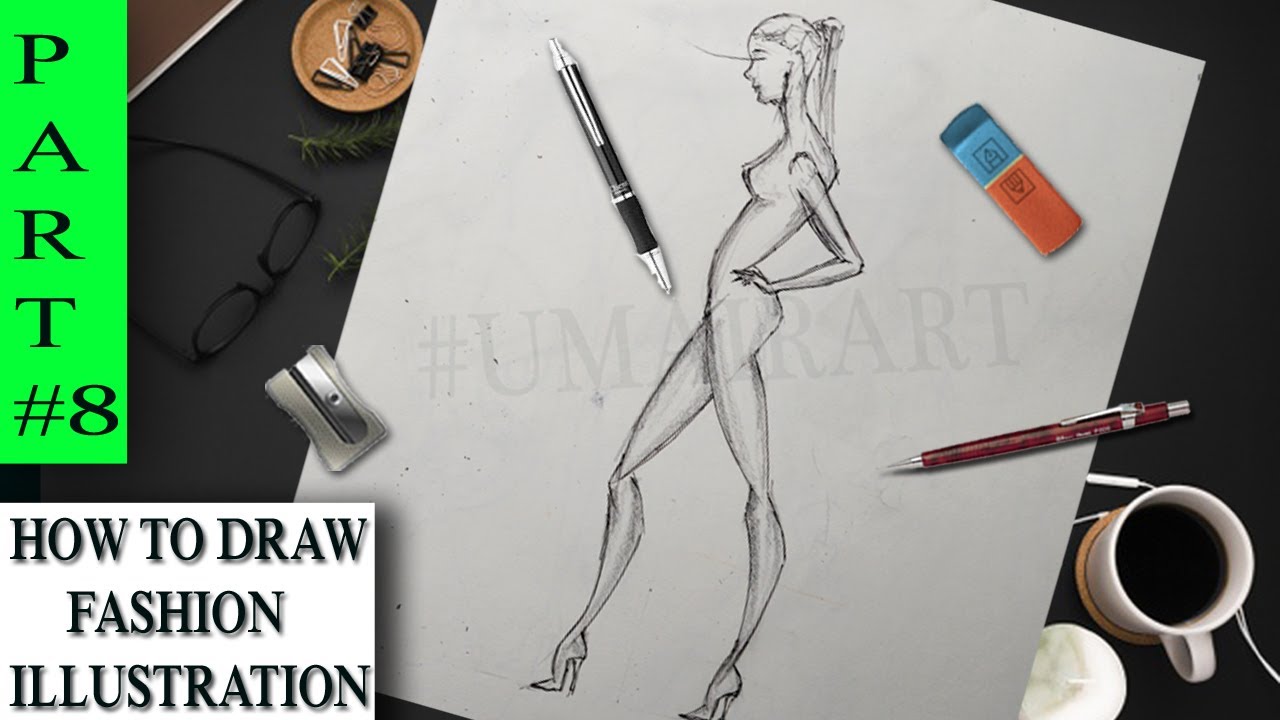 how to draw side pose fashion drawing - YouTube