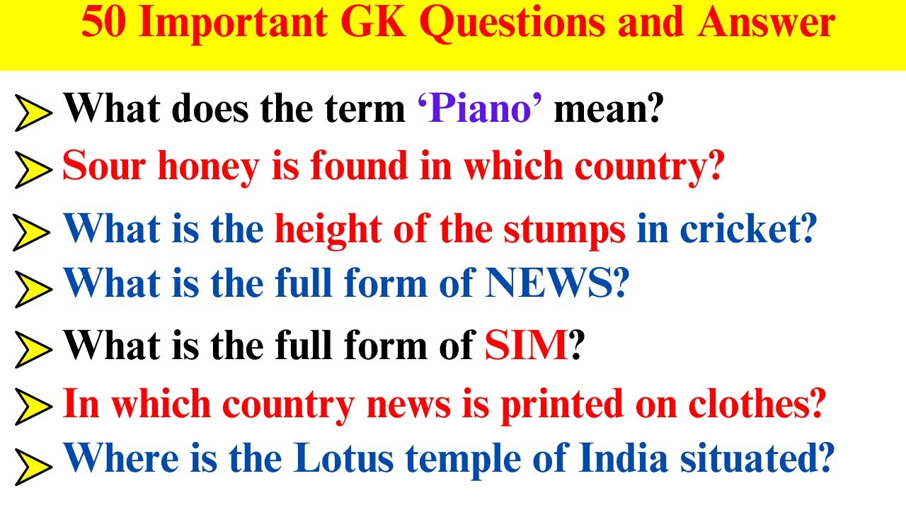 50 Important GK Questions and Answer in English / GK Quiz / GK English ...