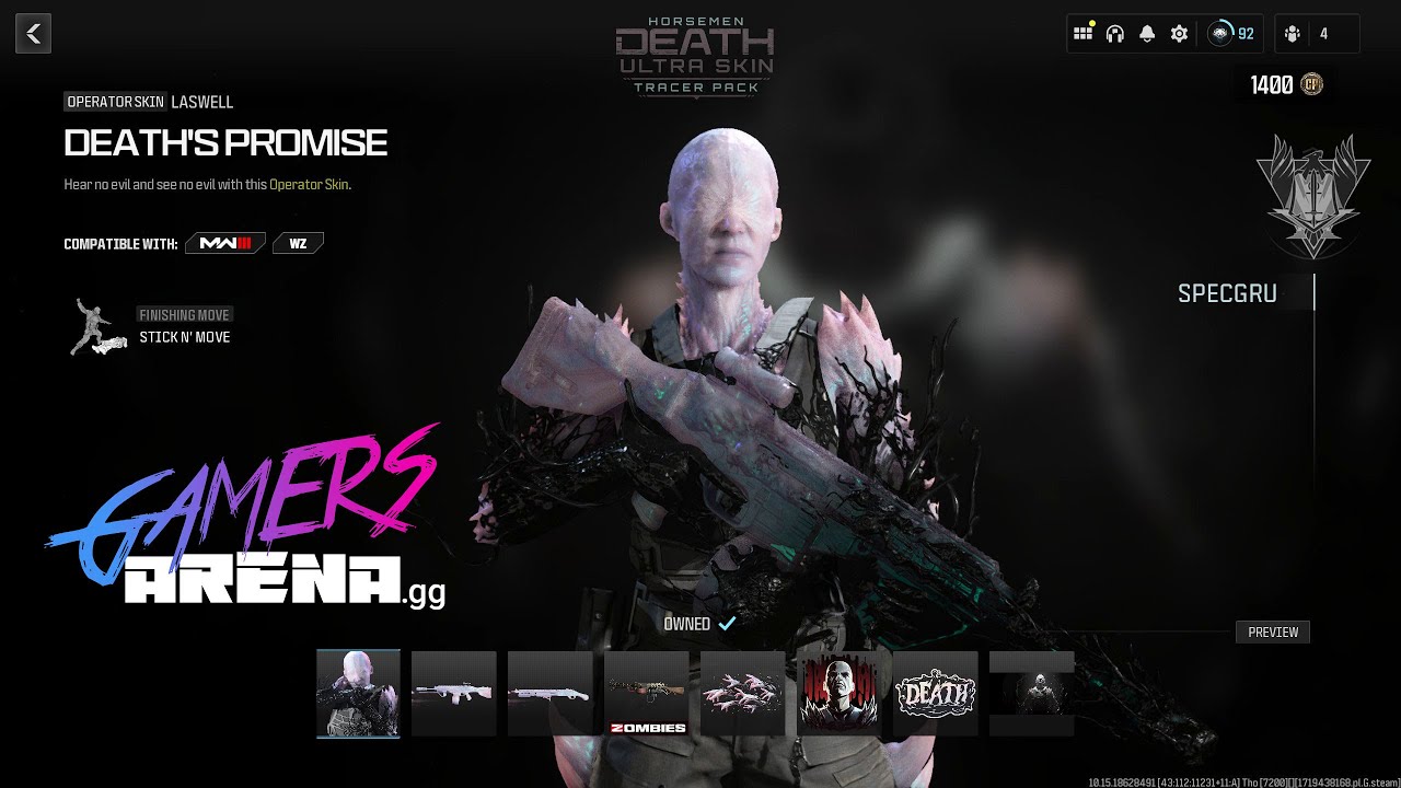 NEW UNRELEASED! COD MW3 HORSEMEN DEATH Laswell Operator Skin Hard ...