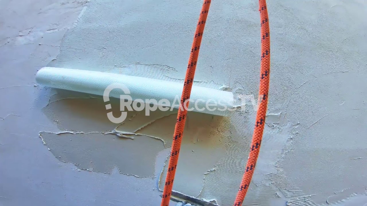 Plaster on concrete wall, rope access technician job - YouTube