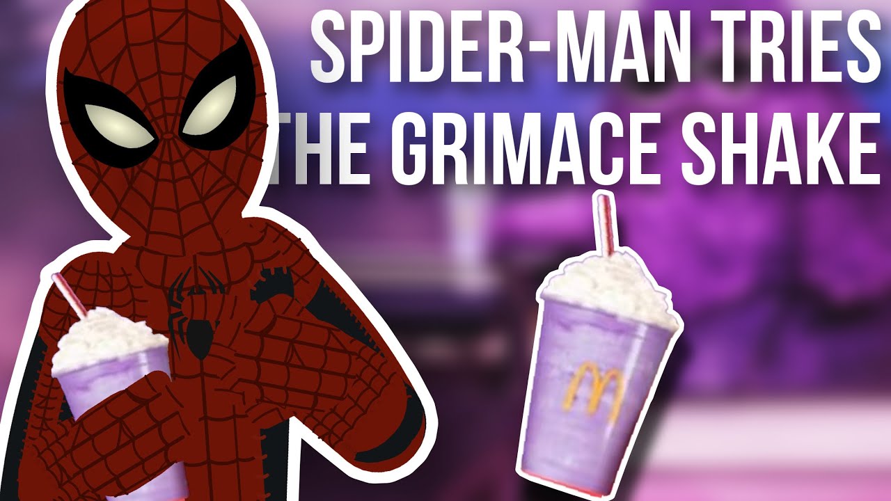 Spider-Man tries the Grimace Shake - YouTube