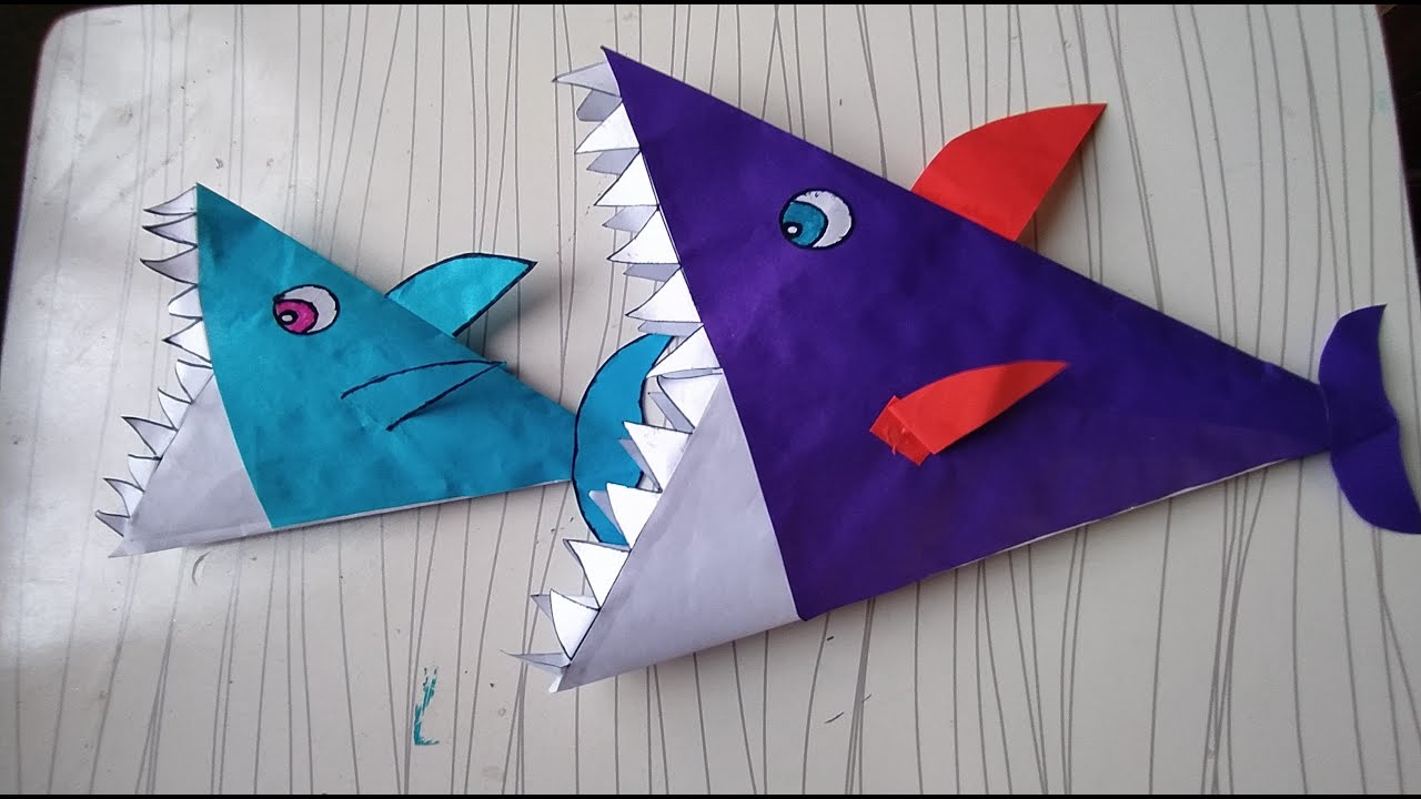 how make paper shark by #awais unique skills - YouTube